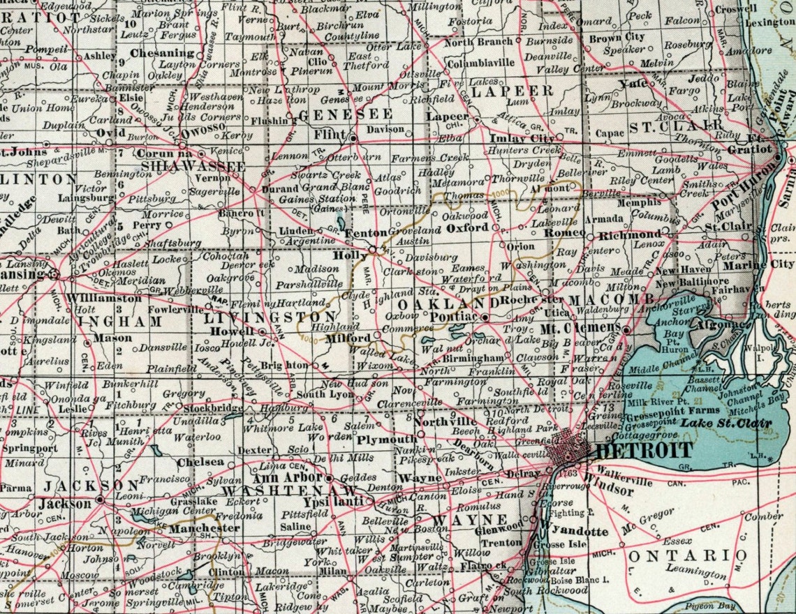 Antique Map of Michigan Southern Part 1903 Vintage Map - Etsy