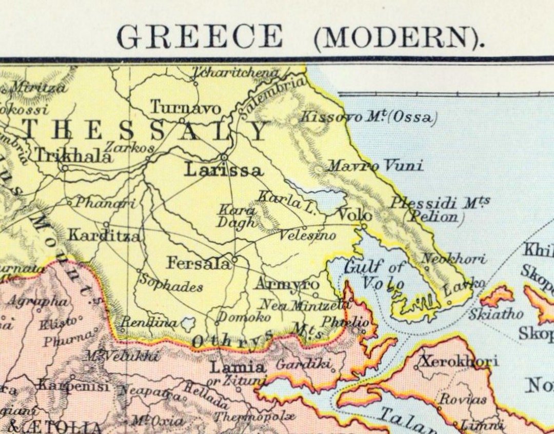 Antique Map of Modern Greece - Published 1880 - Etsy