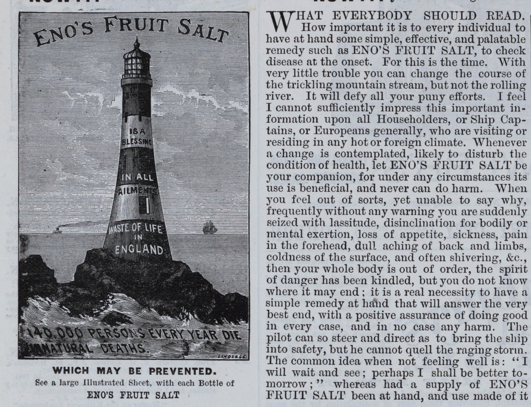 1885 Antique Advertisement for Eno's Fruit Salt - Etsy
