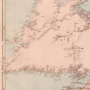1875 Rare Antique Map of Newfoundland Antique Newfoundland Map ...