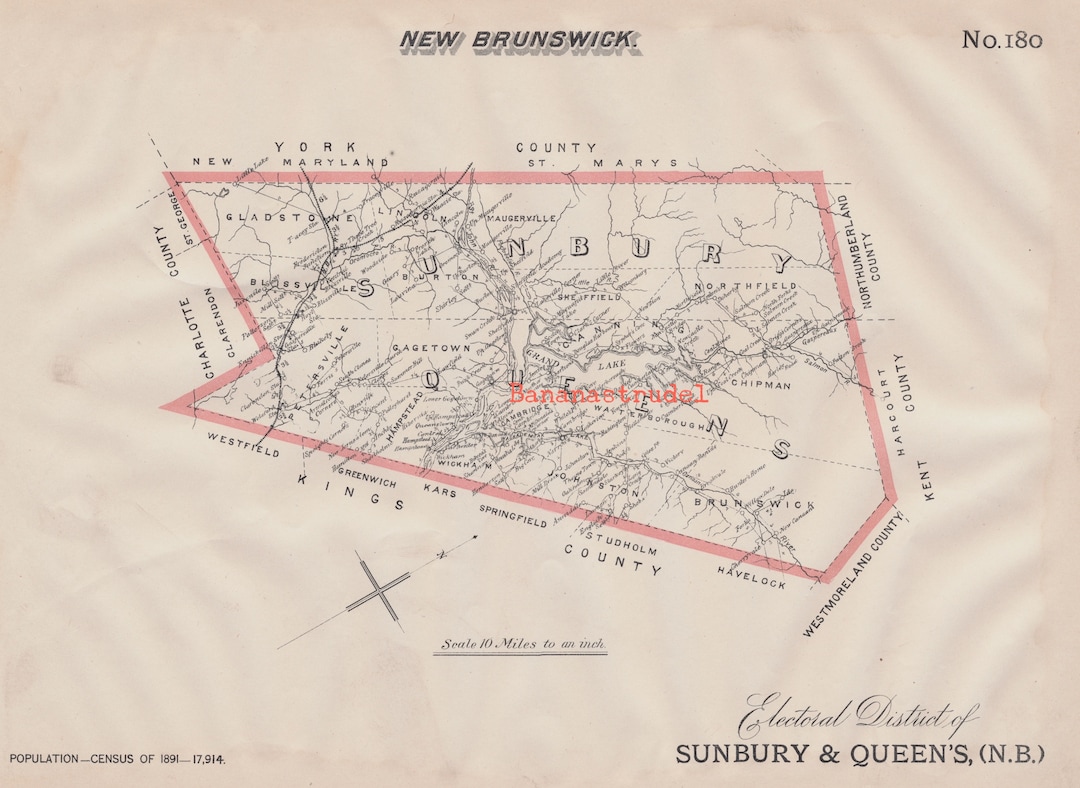 Antique Map of Victoria, New Brunswick - 1895 Electoral Map - It's ...