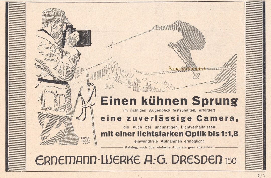 Antique Advertisement for Ernemann Cameras - 1926 German Ad - Etsy