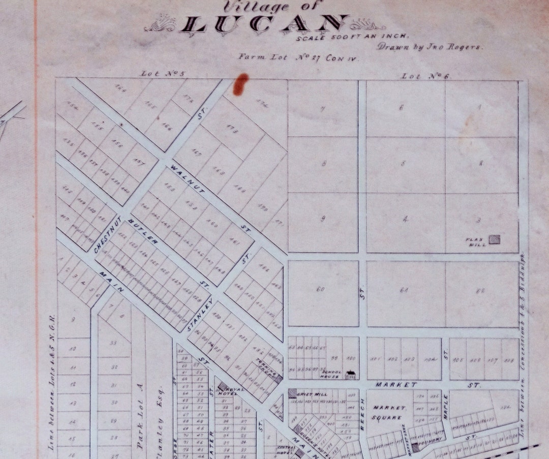 1878 Rare Antique Map of Lucan, Frampton, Edwardsburg Middlesex County ...