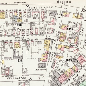 Mapa vintage de Hull, Quebec 1968 Mapa de seguro contra incendios Hoja ...