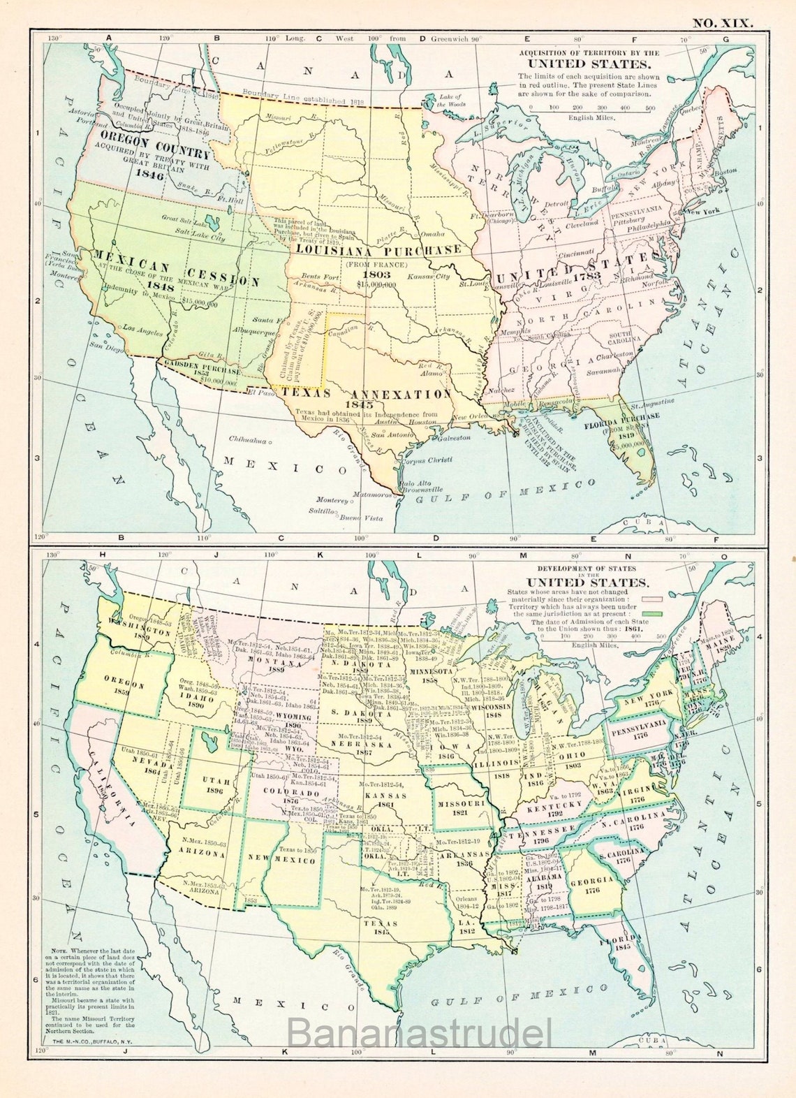 1902 Antique Map Showing Early American History Century - Etsy