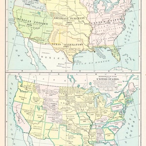 1902 Antique Map Showing Early American History - Century Atlas - No. 2 ...