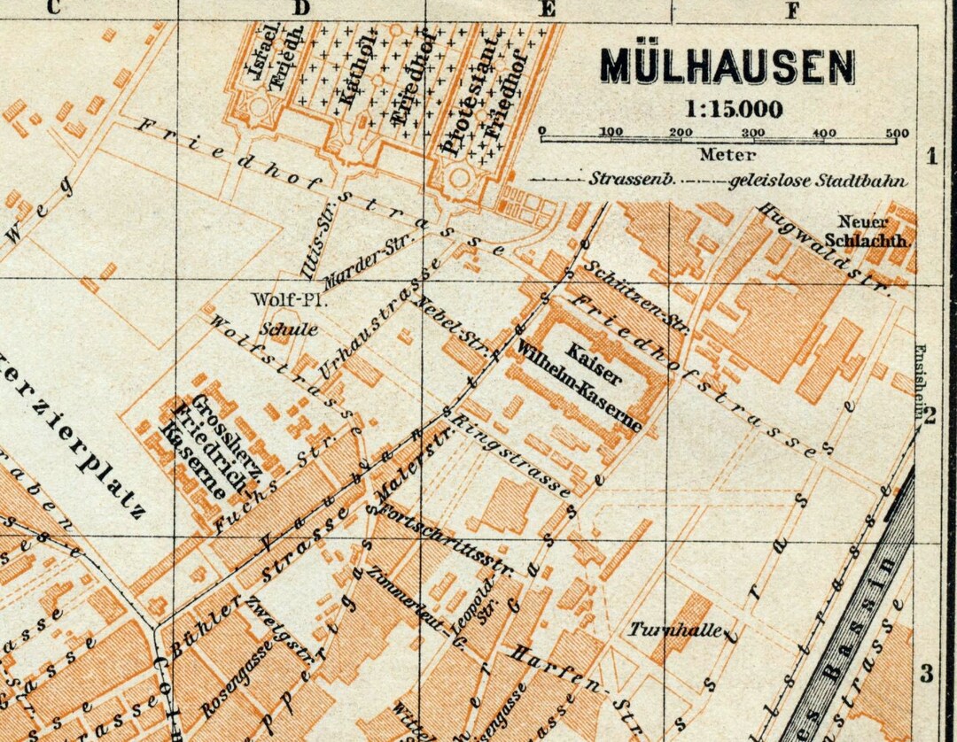 Antique Map of Mülhausen, Germany - 1909 Mülhausen Map - Etsy