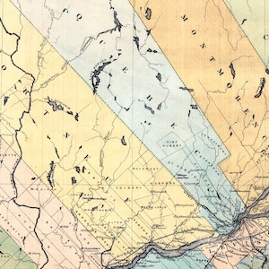 Large Antique Map of Quebec, Canada - Districts of Portneuf, Saguenay ...