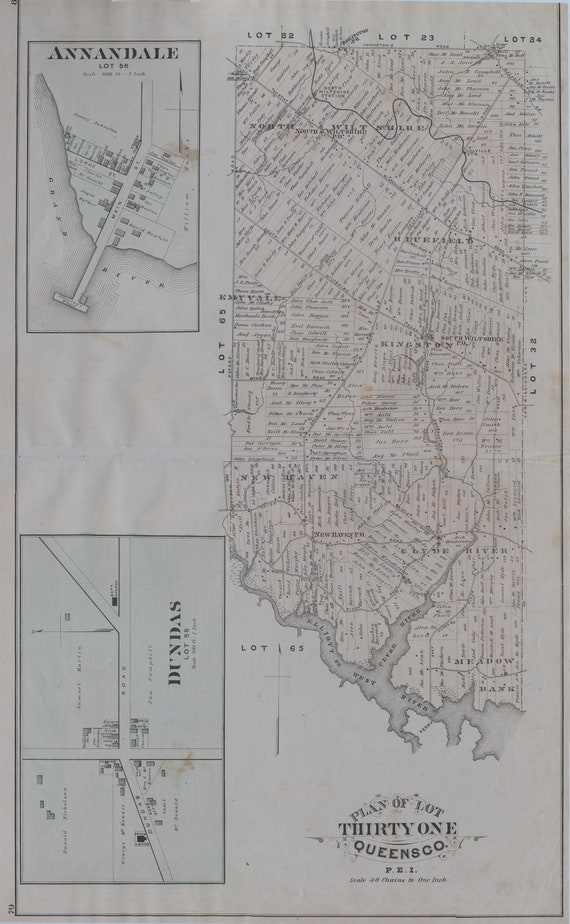 1880 Large Antique Map of Prince Edward Island Lot 31 | Etsy