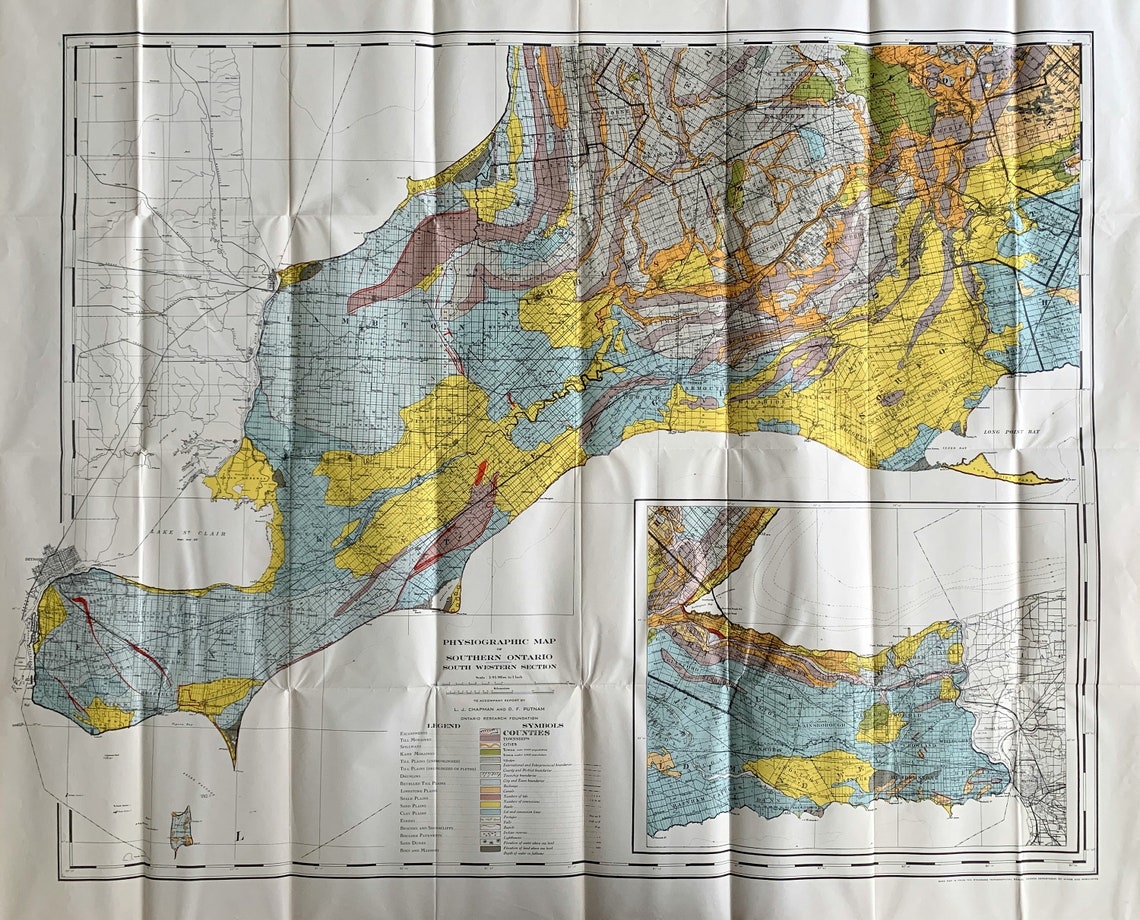 1951 Large Vintage Wall Map of Southern Ontario Southwestern - Etsy Canada