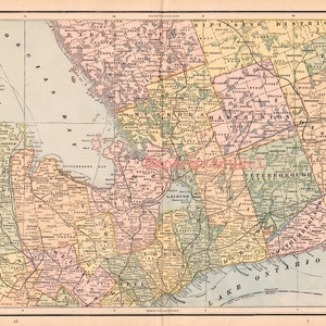 Antique Map of Central Ontario, Canada - Antique Ontario Map (central ...