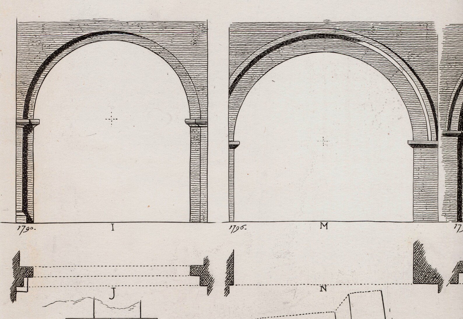 1845 Rare Large English Antique Print - Arches and Gateway, Saxon ...