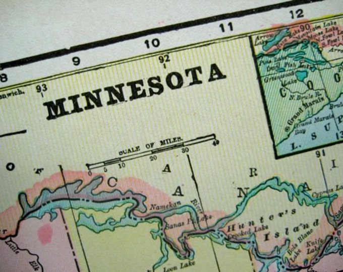 1901 Vintage Map of Minnesota Old Map of Minnesota - Etsy