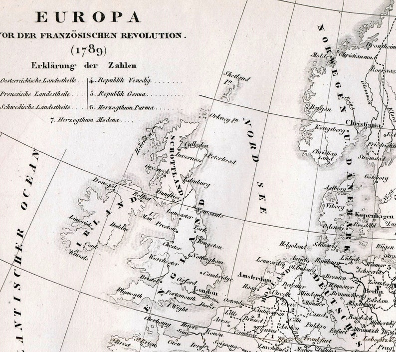 1860 German Vintage Map of Europe Before the French Revolution - Etsy