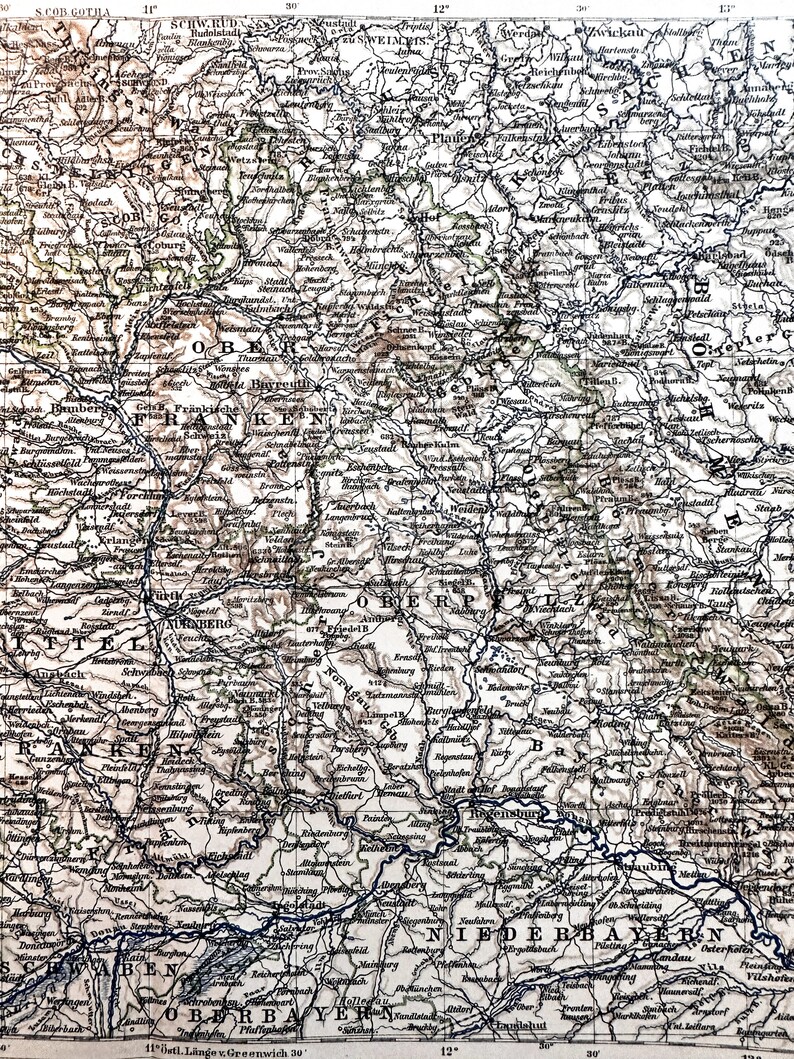 1894 Map of Bavaria Antique Map - Etsy Canada