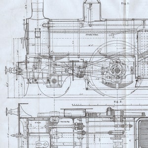 1878 Blueprint of Express Locomotive at the Paris Exhibition - Railway ...