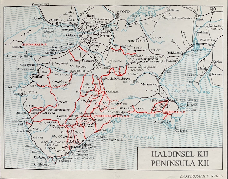1965 Vintage Map of the Kii Peninsula Japan - Etsy Canada