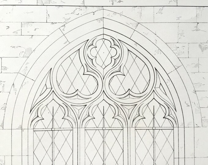 1849 Large Antique Medieval Architectural Drawing of Details - Etsy