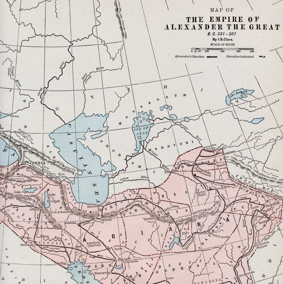 Antique Map of the Empire of Alexander the Great - Published 1888 - Etsy
