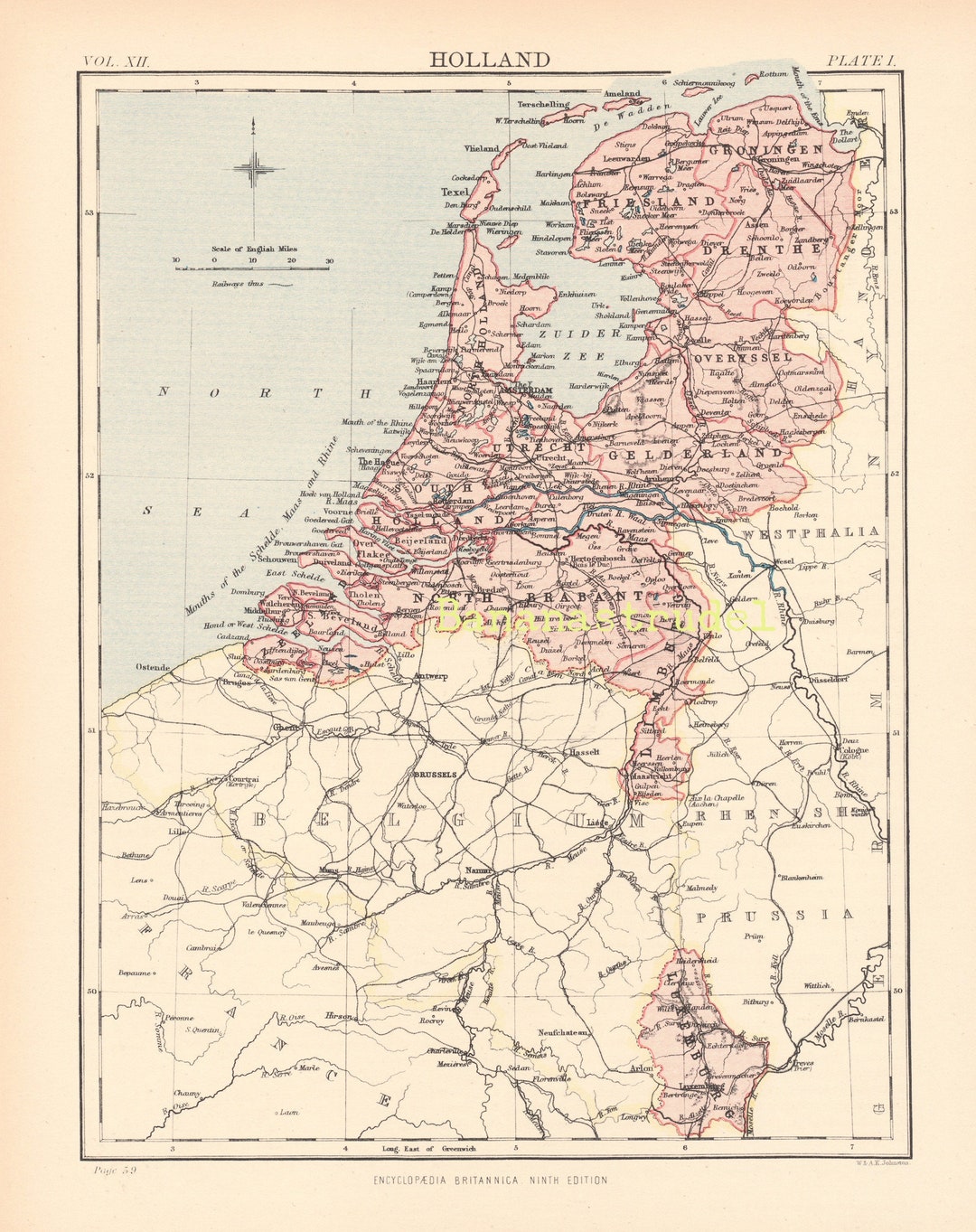 Antique Map of Holland (the Netherlands) - Published 1881 - Etsy
