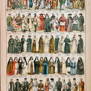 1898-1904 Antique French Chromolithograph of Religious Costumes - Etsy