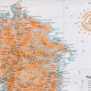 1900 Rare Antique Map of Samar, Philippines - Batac - Catbalogan ...