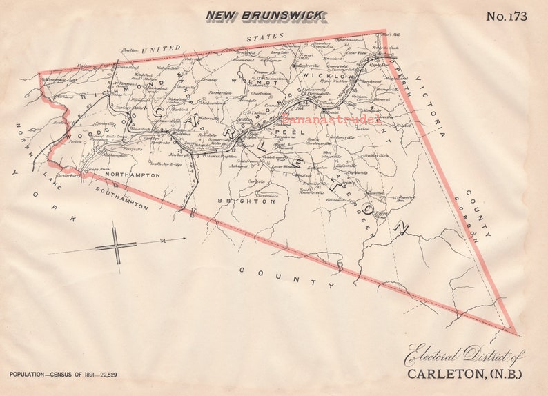 Antique Map of Carleton New Brunswick 1895 Electoral Map - Etsy