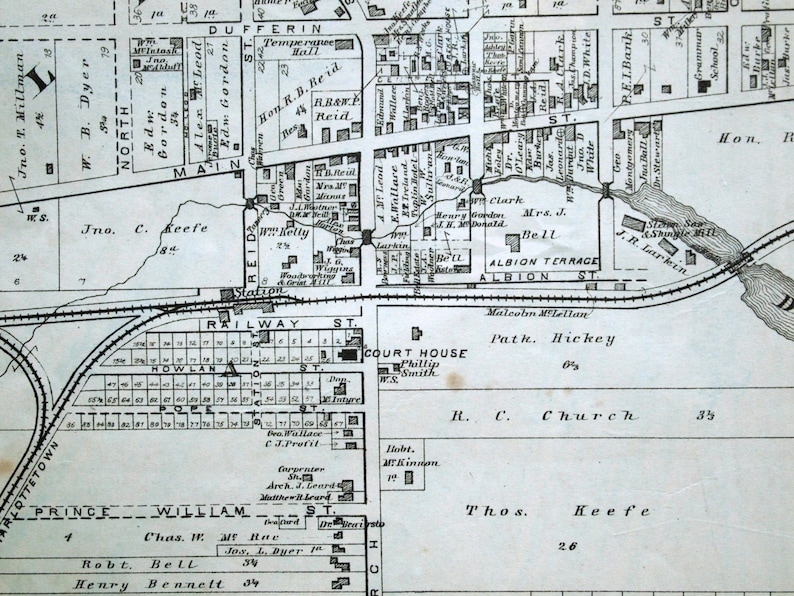 1880 Large Rare Handcoloured Vintage Map of Alberton, Lots 4 and 5, PEI ...