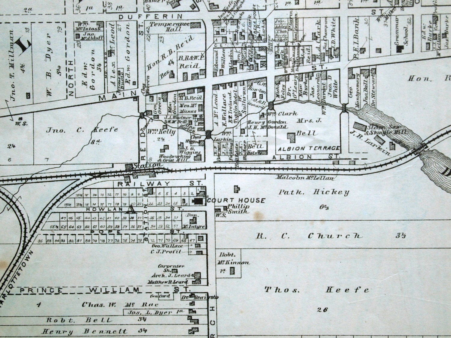 1880 Large Rare Handcoloured Vintage Map of Alberton, Lots 4 and 5, PEI ...