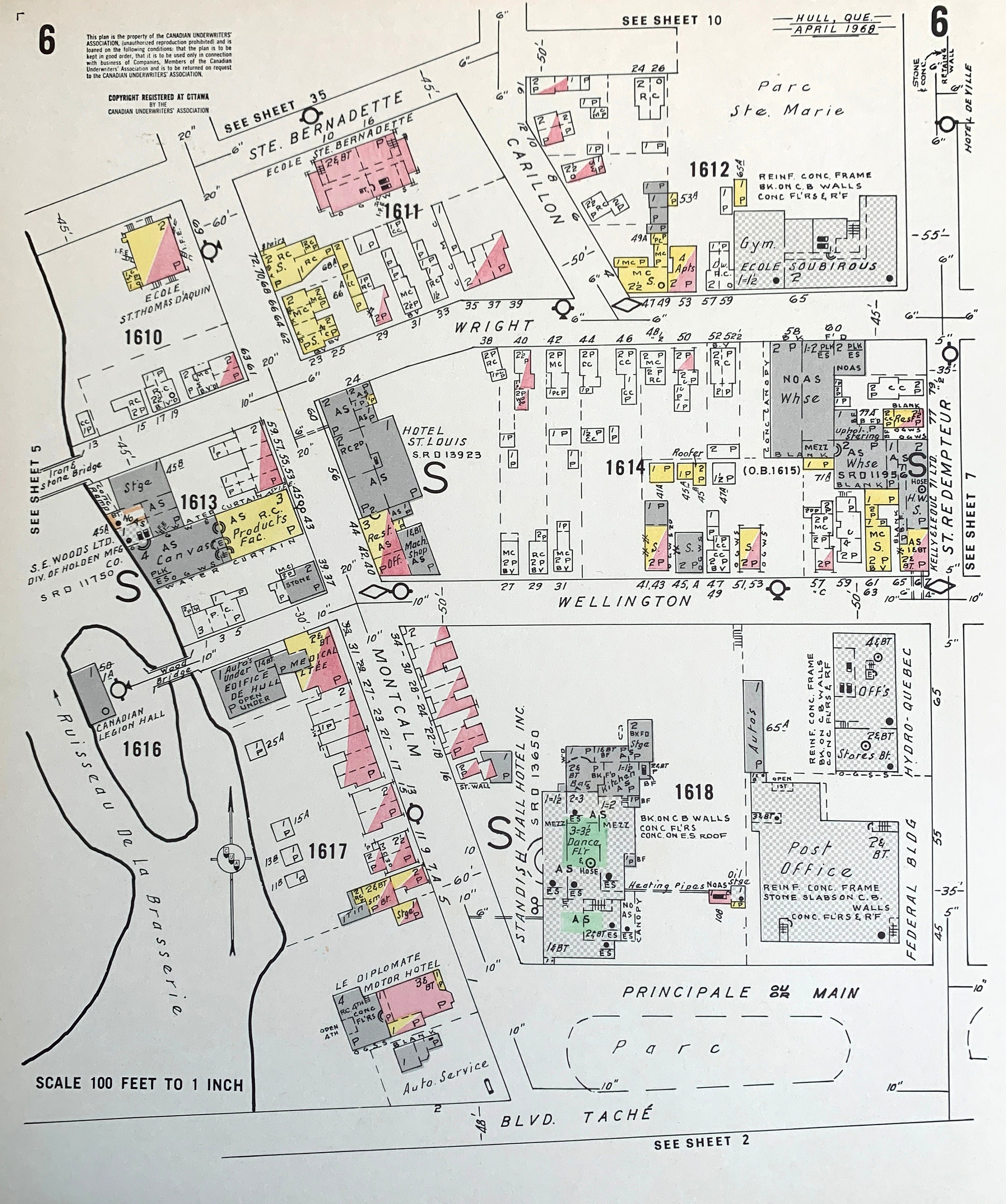 Vintage Map of Hull Quebec 1968 Fire Insurance Map Sheet - Etsy Finland