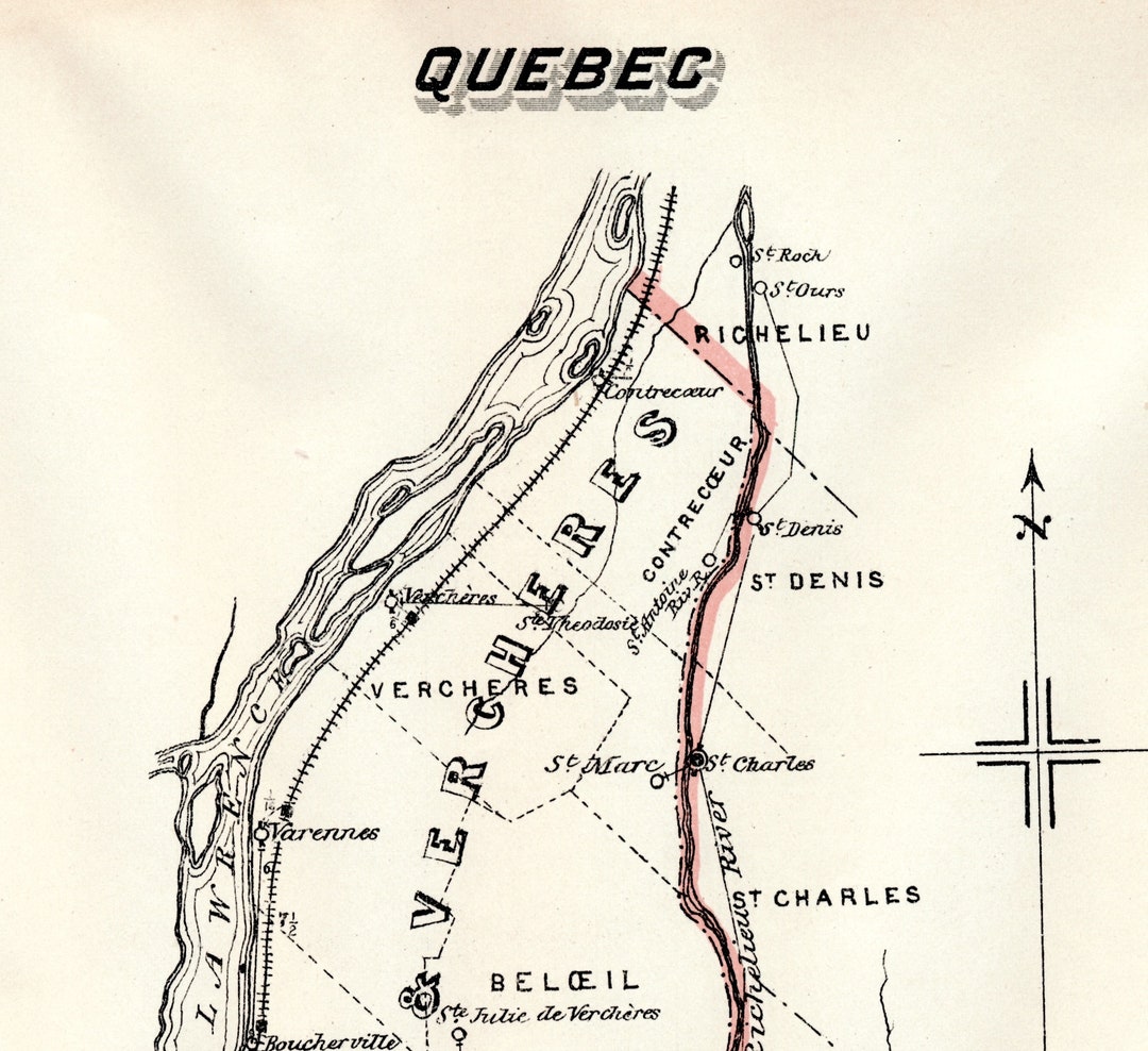 Antique Map of Chambly & Vercheres, Quebec - Published 1895 - Vintage ...