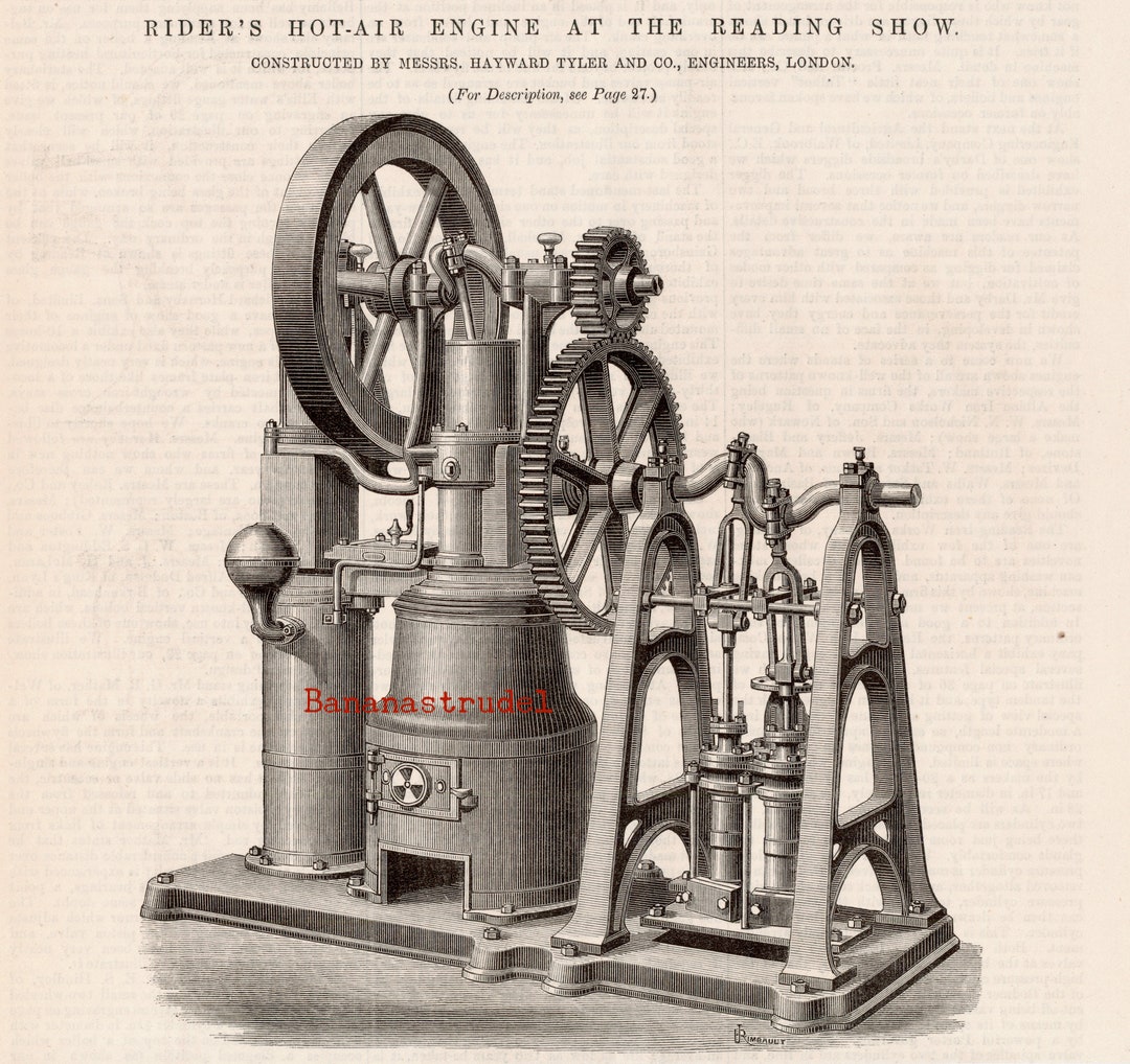 Antique Print of Rider's Hot-air Engine - July 14, 1882 - Etsy