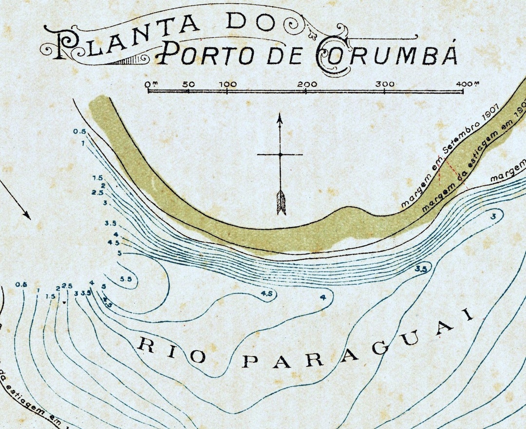 1922 Antique Map of the Port of Corumba, Brazil - Brazil Antique Map ...
