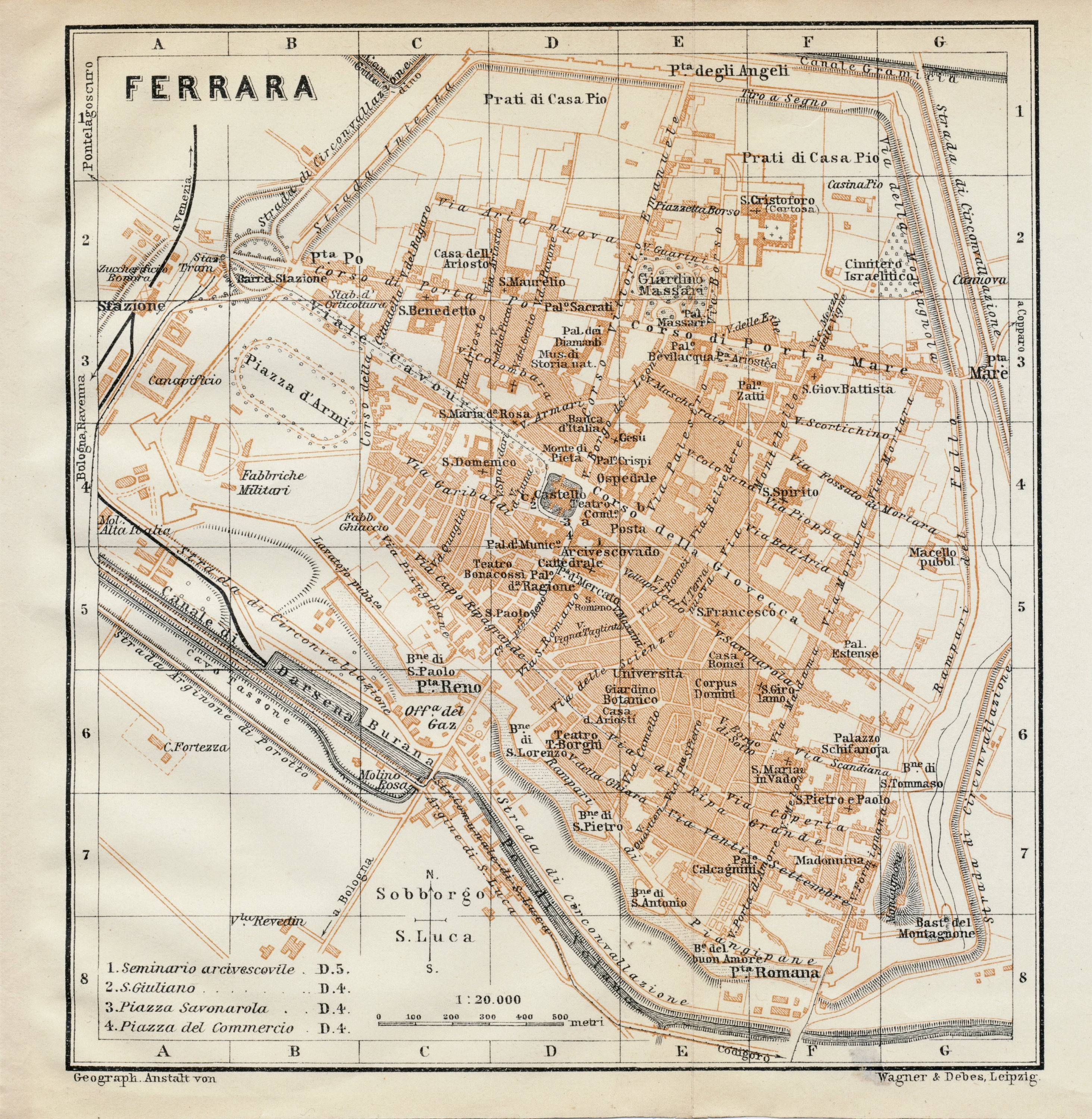 1913 Antique City Map of Ferrera Italy Northern Italy - Etsy UK