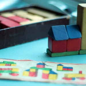 40-pc. Pre-1950s Vintage Building Blocks Set - Retro Wooden Blocks ...
