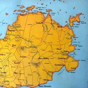 Bohol, Philippines - RARE Large Vintage 1959 Map - Tagbilaran - Ubay ...