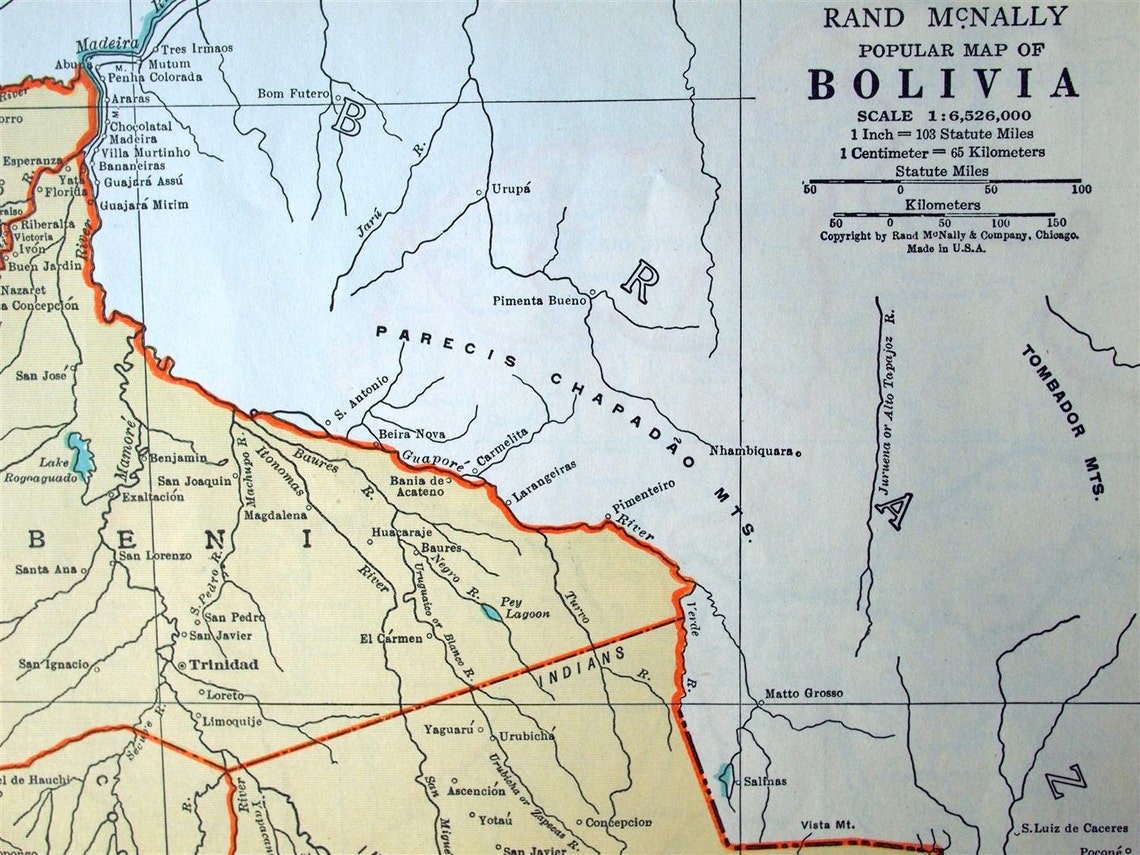 1937 Vintage Map of Bolivia Old Map of Bolivia - Etsy