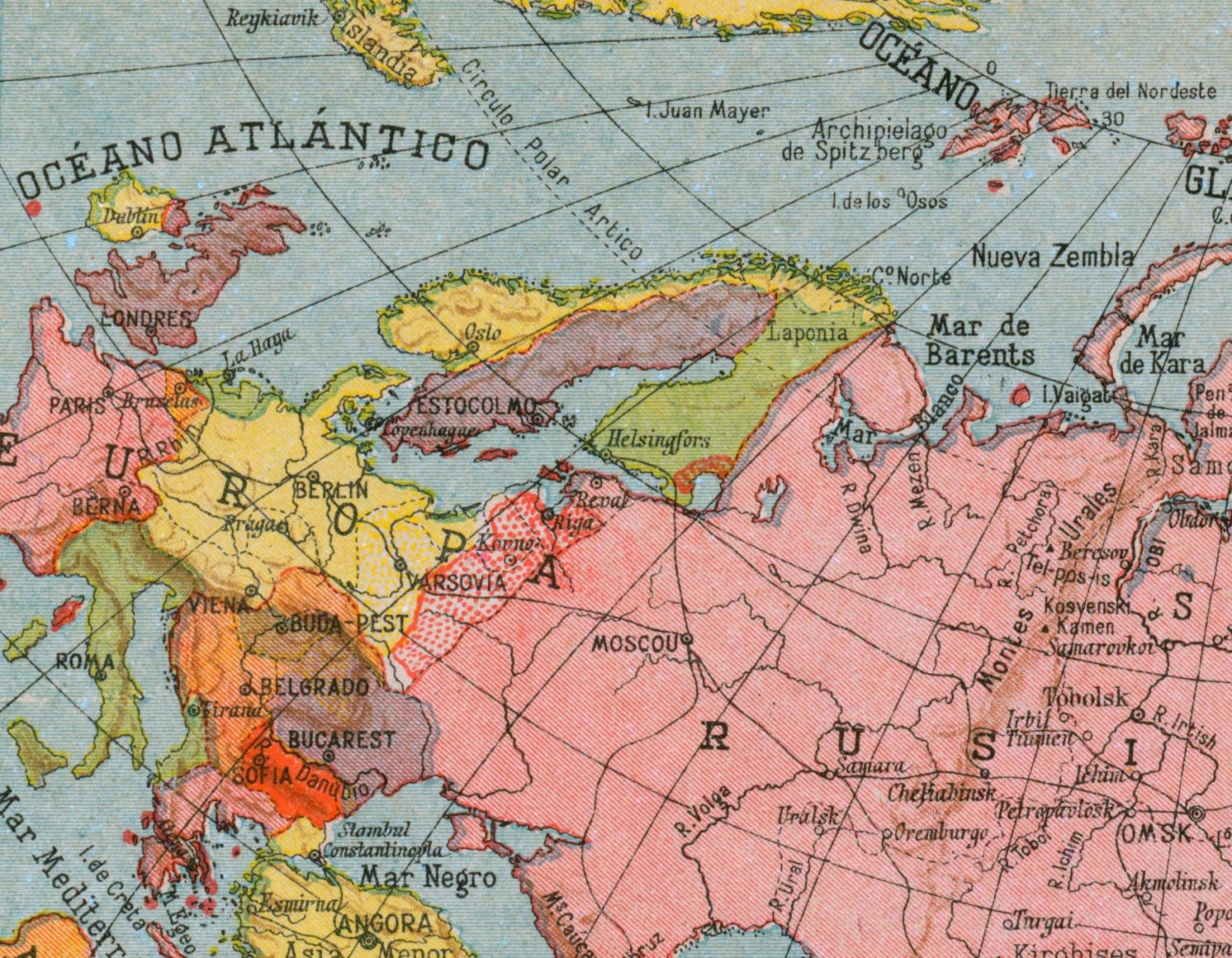 1940 Vintage Map of Asia - Vintage Asia Map - Spanish Map - Etsy Australia