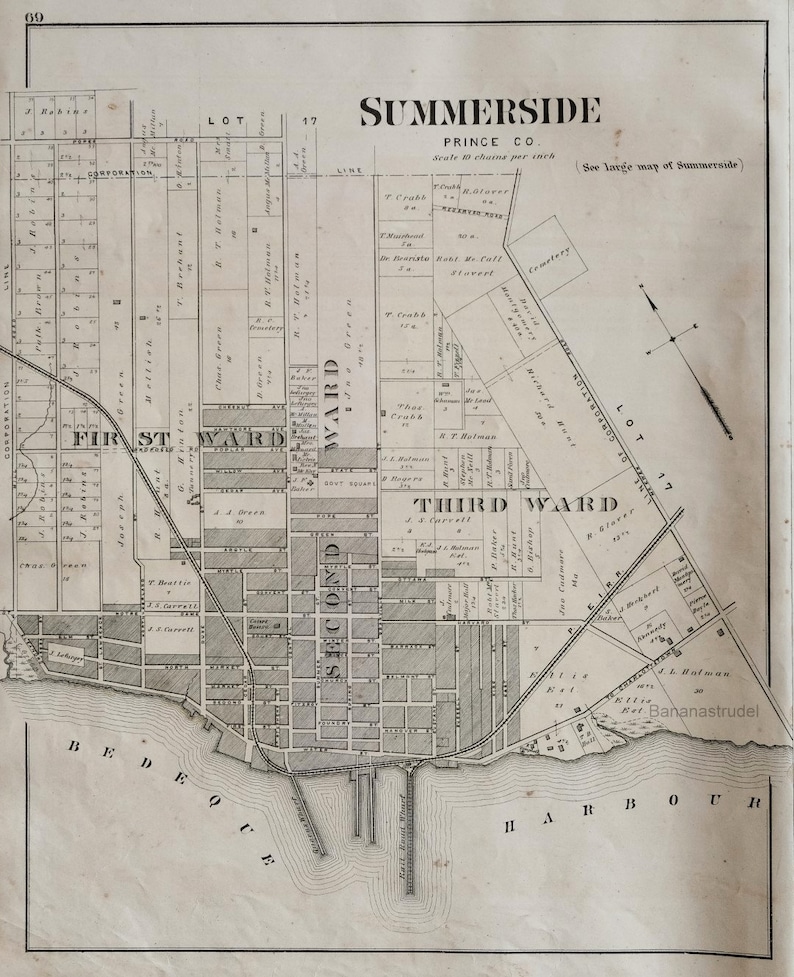 1880 Rare Antique Map of Summerside PEI First to Third | Etsy