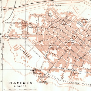 Antique Map of Piacenza, Italy - Emilia Romagna - 1913 City Map - Etsy