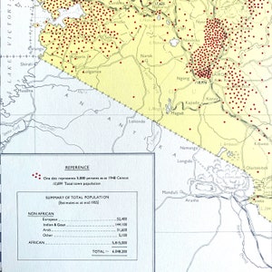 Kenya Map - Population Density - RARE Large Vintage 1959 Map - Etsy