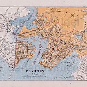 1915 Antique City Map of Saint John, New Brunswick, Canada - Etsy