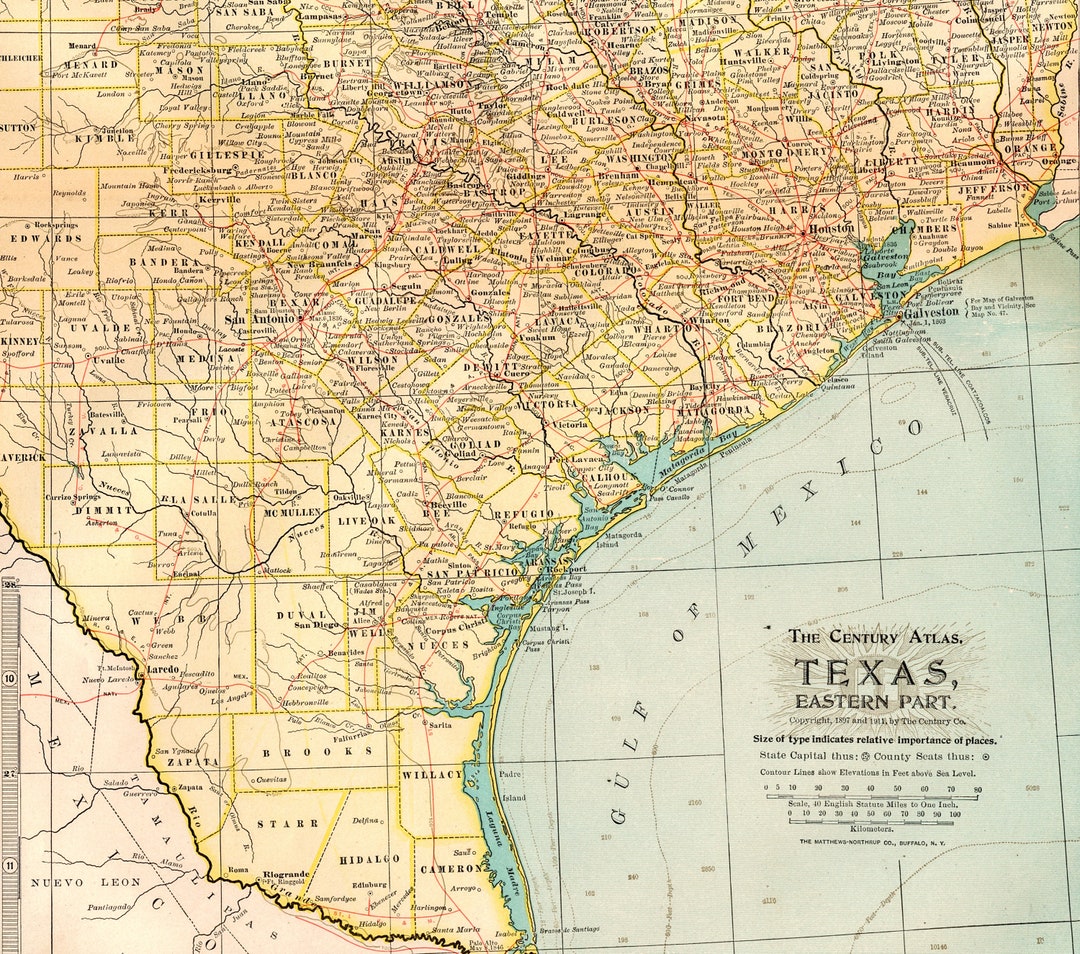 Antique Map of Texas, Eastern Part - From 1911 - Etsy