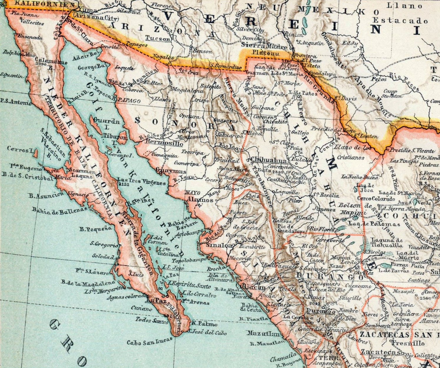 1894 Antique Map of Mexico - Mexico Antique Map - Inset of Anahuac ...