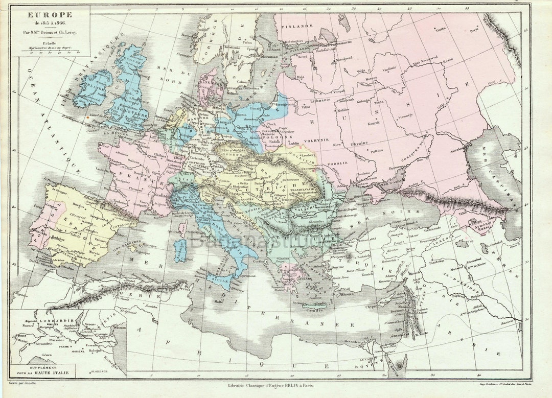 Antique Map of Europe From 1815 to 1866 - Published 1873 - Etsy