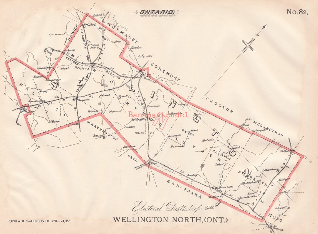 Antique Map of Wellington North, Ontario - 1895 Electoral Map - It's ...