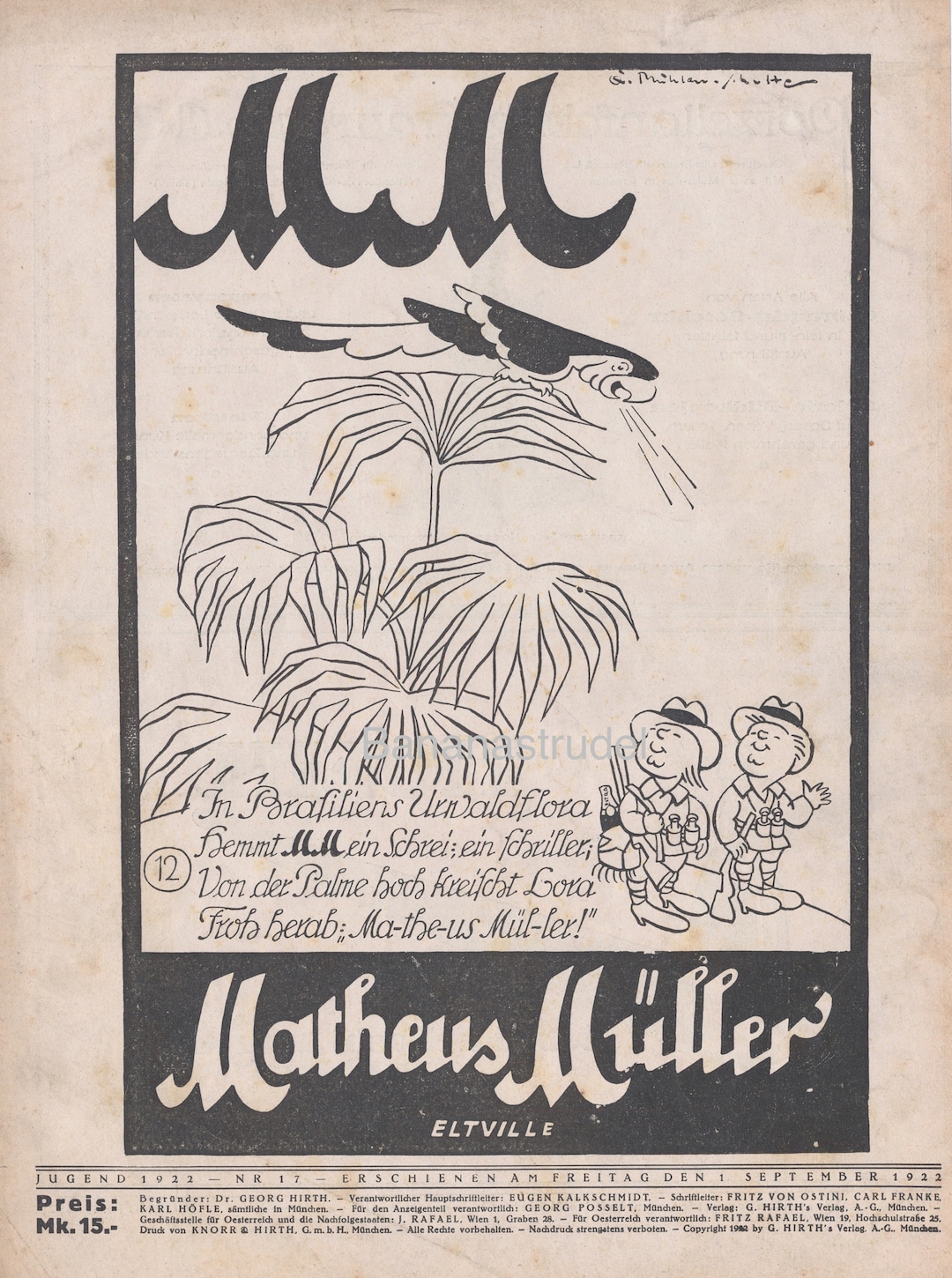 Antique Advertisement for Matheus Müller Sparkling Wine - 1922 German ...