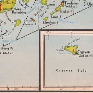 Sulu, Philippines RARE Large Vintage 1959 Map Jolo Sibutu Tawi-tawi ...