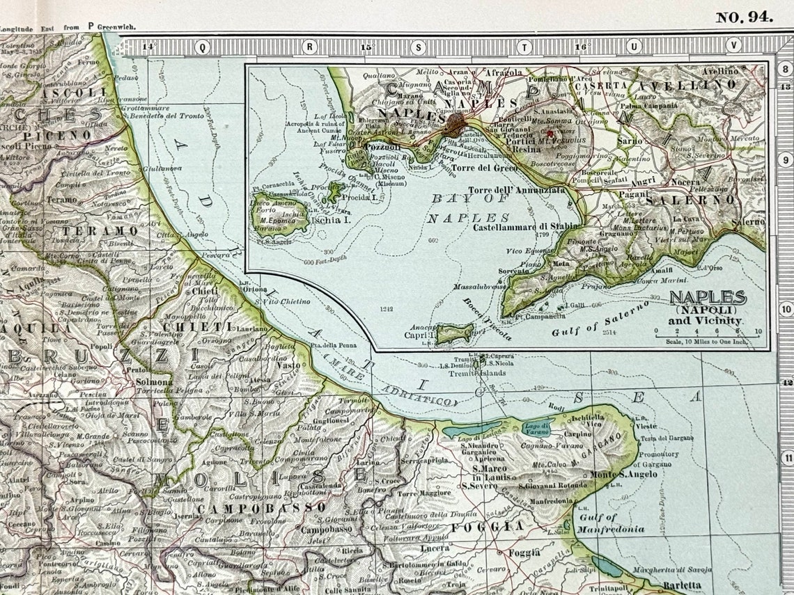 Antique Map of Central and Southern Italy - Antique Italy Map (central ...