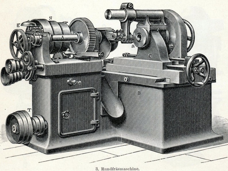 1895 German Antique Engraving of Milling Machines - Etsy Canada